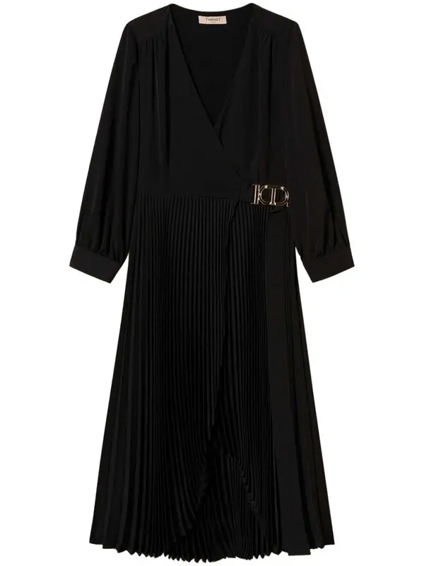 TWINSET Pleated Crepe Midi Dress