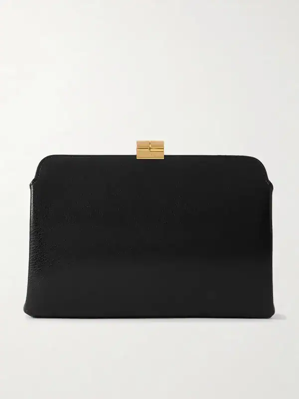 The Row Amazon Leather Clutch - Black | Editorialist