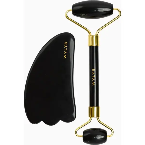 WYLYS Black Obsidian Gua Sha + Face Roller Set