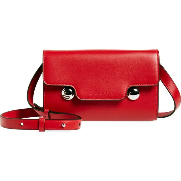 Marni Trunkaroo Leather Shoulder Bag - Very/ Red