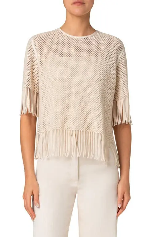 Akris Fringe Crochet Top