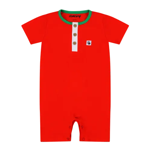 MIXED UP CLOTHING Suave Shorts Romper - Red Alert