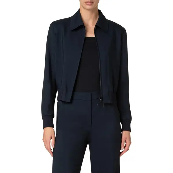 Akris Cool Wool Stretch Twill Bomber Jacket