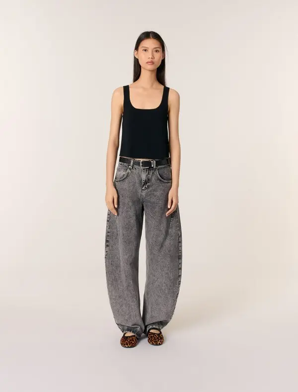 Maje Stretch-knit Crop Top - Black