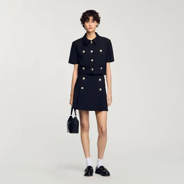 Sandro Mini Pleated Skirt - Black