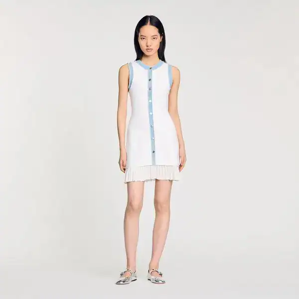 Sandro Sleeveless Knit Mini Dress With Ruffle Trim In Ecru - 20% Off |  Editorialist