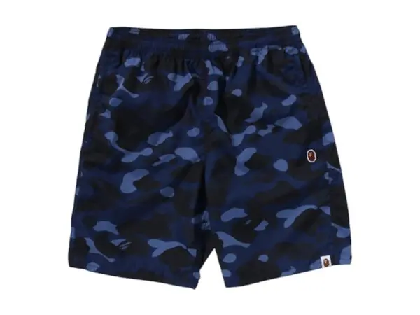 BAPE Camo Ape Head Beach Shorts - Navy Blue