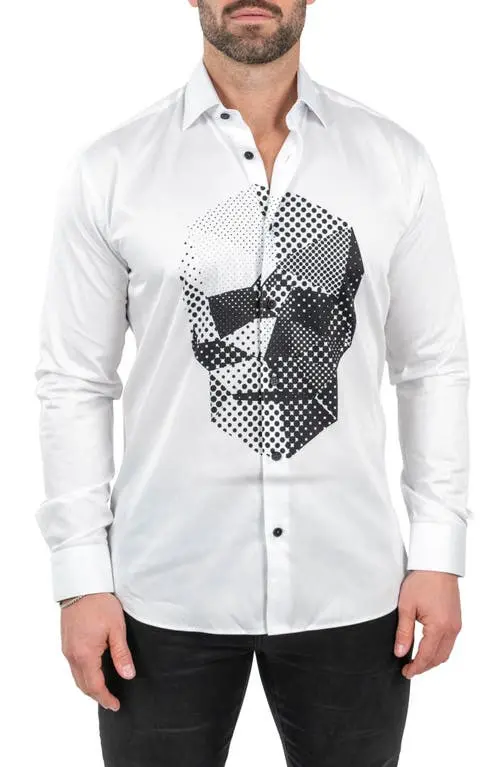 MACEOO Fibonacci Skullpoints Contemporary Fit Button-up Shirt - White