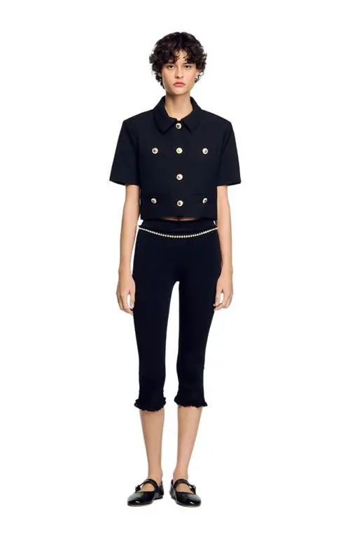Sandro Cropped Wool-blend Jacket - Black