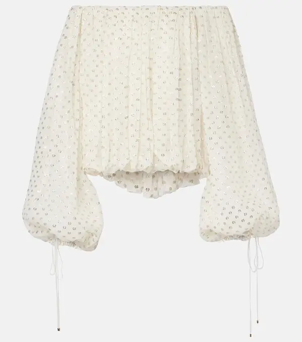 Chloé Polka-dot Silk-blend Muslin Top