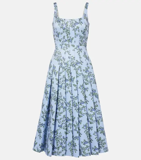 EMILIA WICKSTEAD Adele Floral Pleated Midi Dress