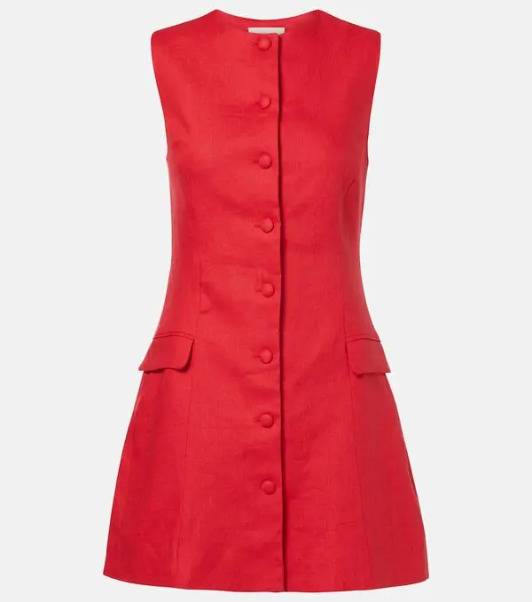 Faithfull The Brand Jane Linen Mini Dress - Red