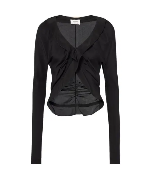 Saint Laurent Ruffled Silk Blouse - Black