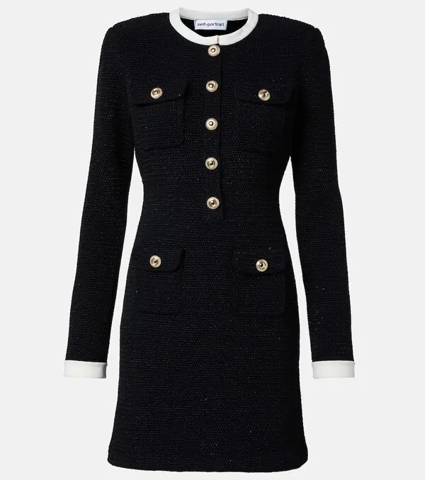 SELF-PORTRAIT Cotton And Wool-blend Minidress