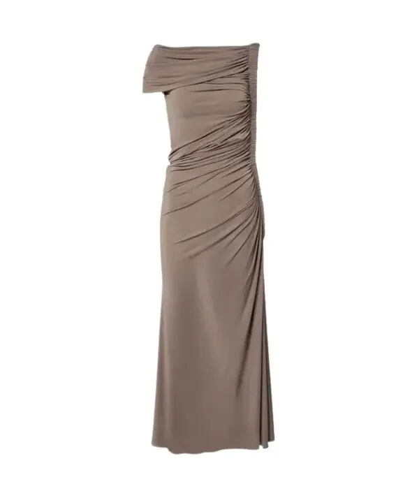 Alaïa Asymmetric Midi Dress - Brown