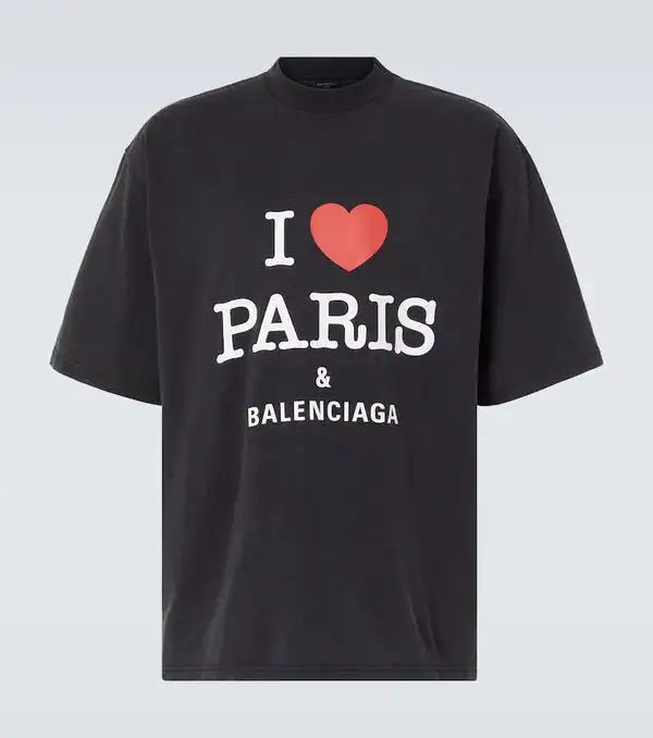 【未使用】Balenciaga I ❤️ PARIS Tシャツ【タグつき】 Balenciaga I Love Paris Cotton T-shirt - Black | Editorialist
