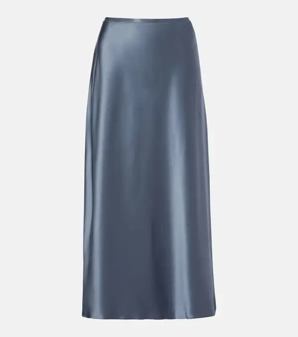 Max Mara Carnet Silk Satin Midi Skirt - Green