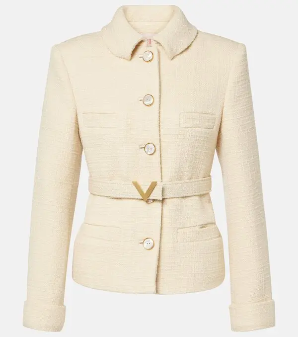 Valentino Garavani Wool-blend Tweed Jacket - Beige