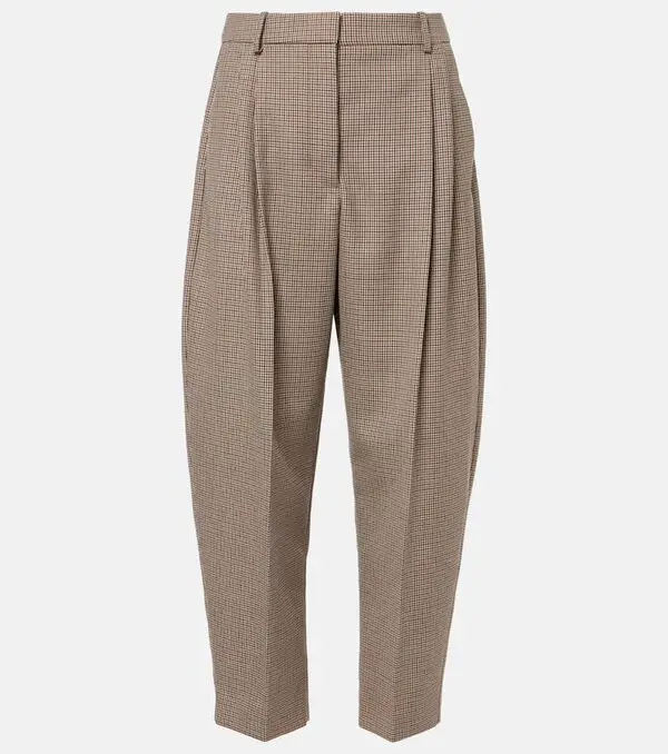Stella McCartney Houndstooth Cropped Wool Wide-leg Pants