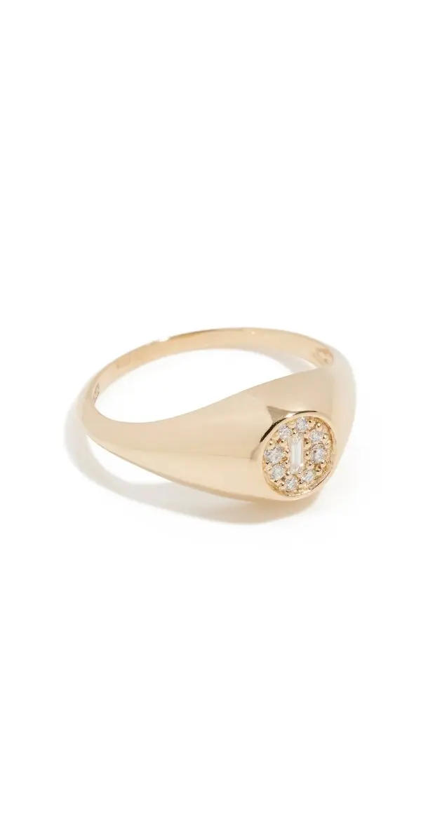 SUZANNE KALAN 14k Gold Mixed Diamond Signet Ring