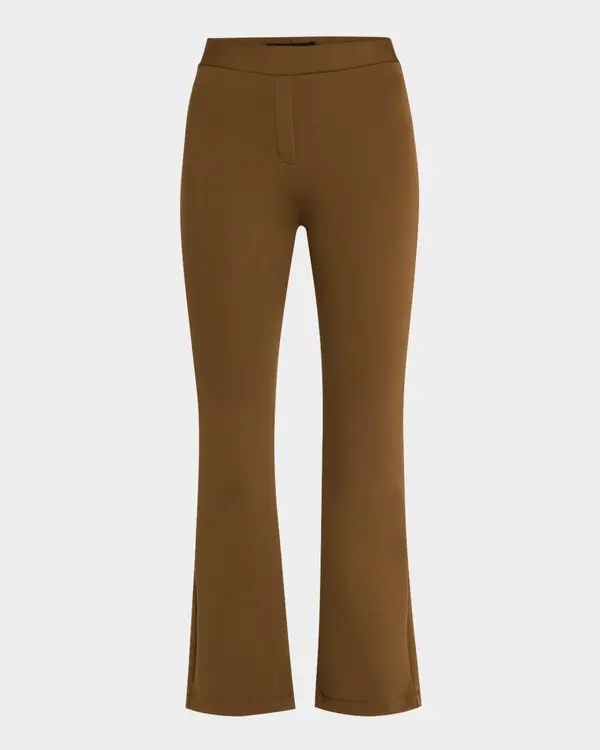 Brandon Maxwell Neoprene Kick Flare Crop Trousers - Desert Palm