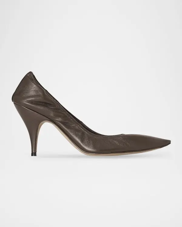THE ROW Liisa Lambskin Leather Pumps - Laquer Brown