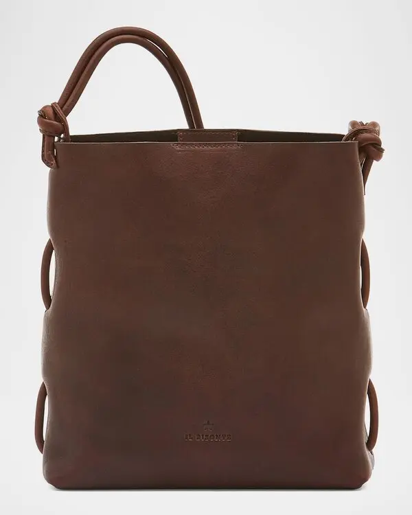 Il Bisonte Snodo Knot Leather Shoulder Bag - Caffe