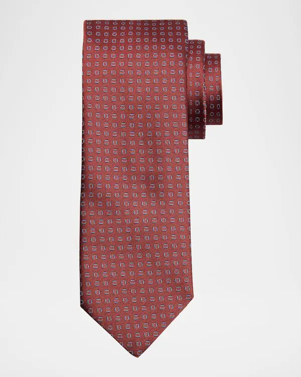 Canali Oval Patterned Necktie - Red