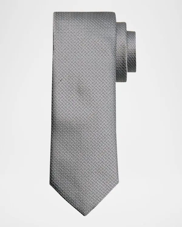 Canali Silk Neck Tie - Silver