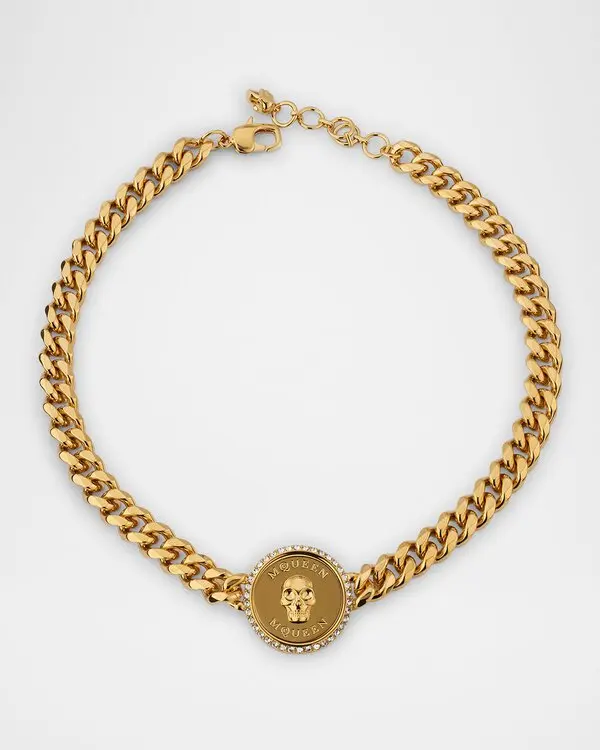 Alexander McQueen Sovereign Skull Choker Necklace - Gold