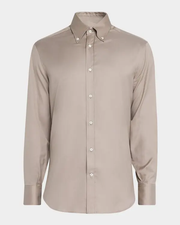 Brunello Cucinelli Cotton Twill Casual Button-down Shirt