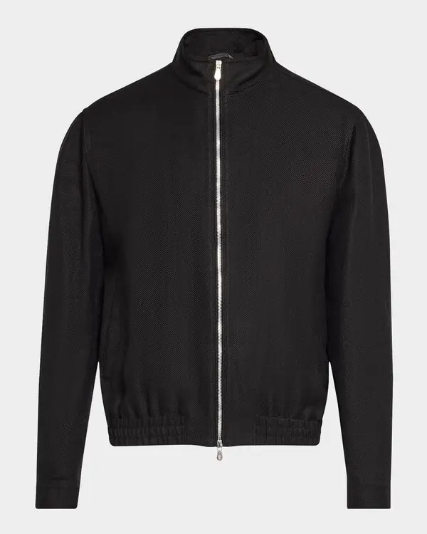 Brunello Cucinelli Linen, Wool, And Silk Blouson Jacket - Black