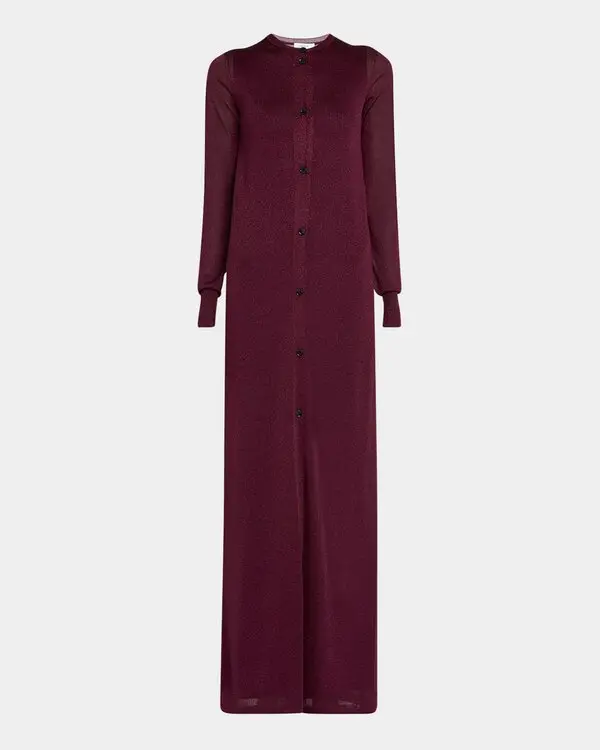 FERRAGAMO Long Lurex Knit Cardigan - Oxblood