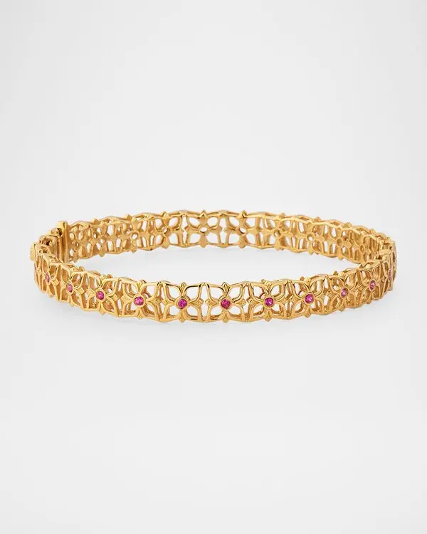 Stephen Dweck 18k Yellow Diamond And Ruby Bangle Bracelet