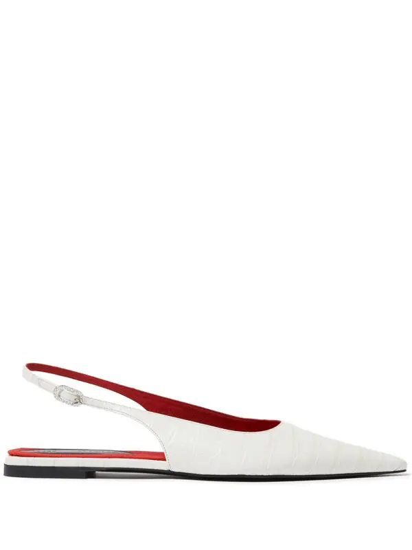 Stella McCartney Elsa Cocco Reptile Ballerina Flats - White
