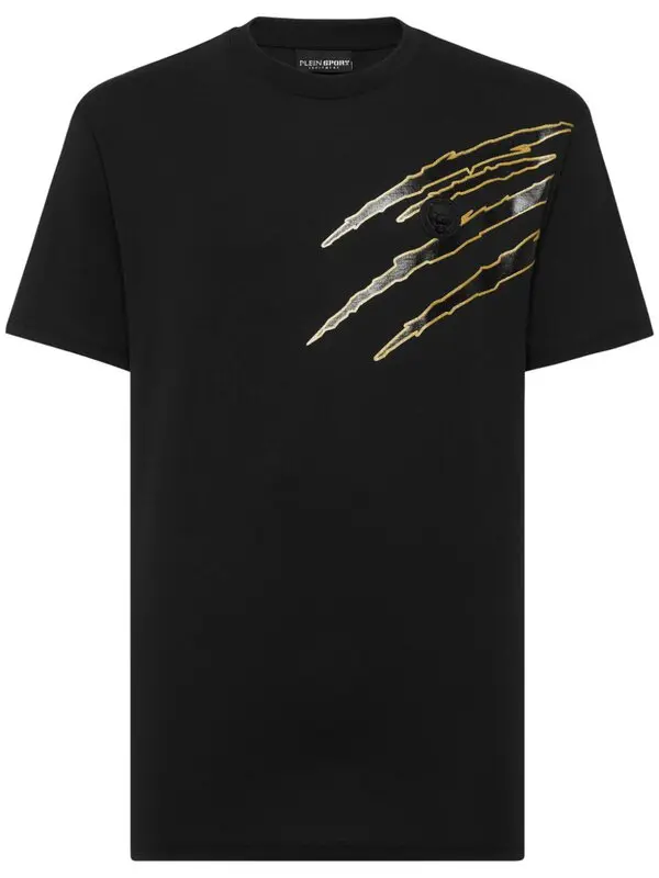 PLEIN SPORT Scratch-print T-shirt - Black