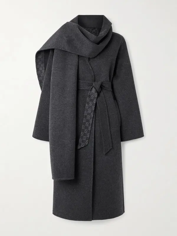 Gucci Belted Wool And Silk-blend Coat - Gray