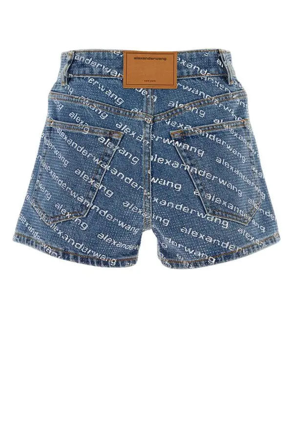 ショートパンツ Alexander Wang FW25 Printed denim shorts (4DC2204781 270) Core) Alexander Wang Ladies Bite Short Pebble Bleach w Logo