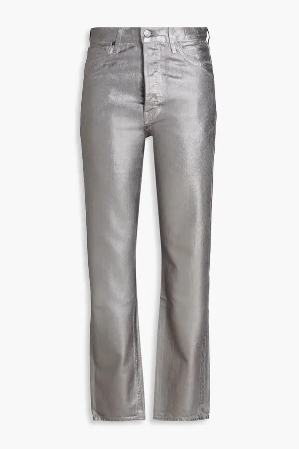 Veronica Beard Daniela Coated Metallic Straight-leg Jeans