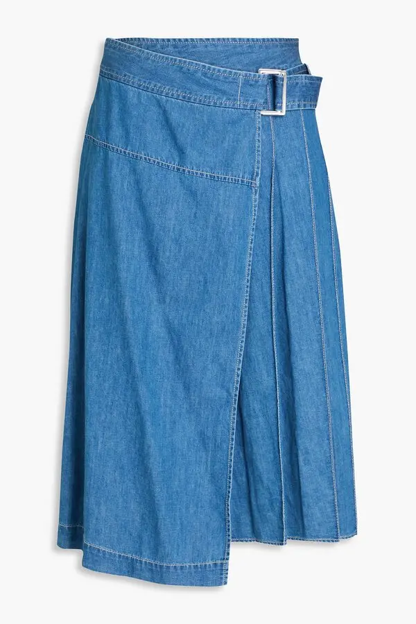 3.1 Phillip Lim Cotton-chambray Wrap Skirt - Azure