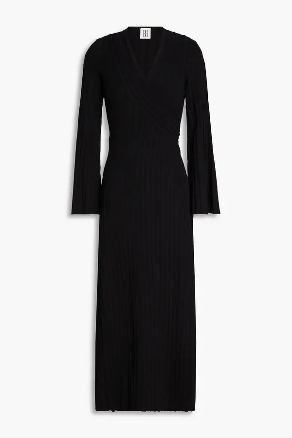BY MALENE BIRGER Gilena Ribbed Ecovero™-blend Midi Wrap Dress - Black