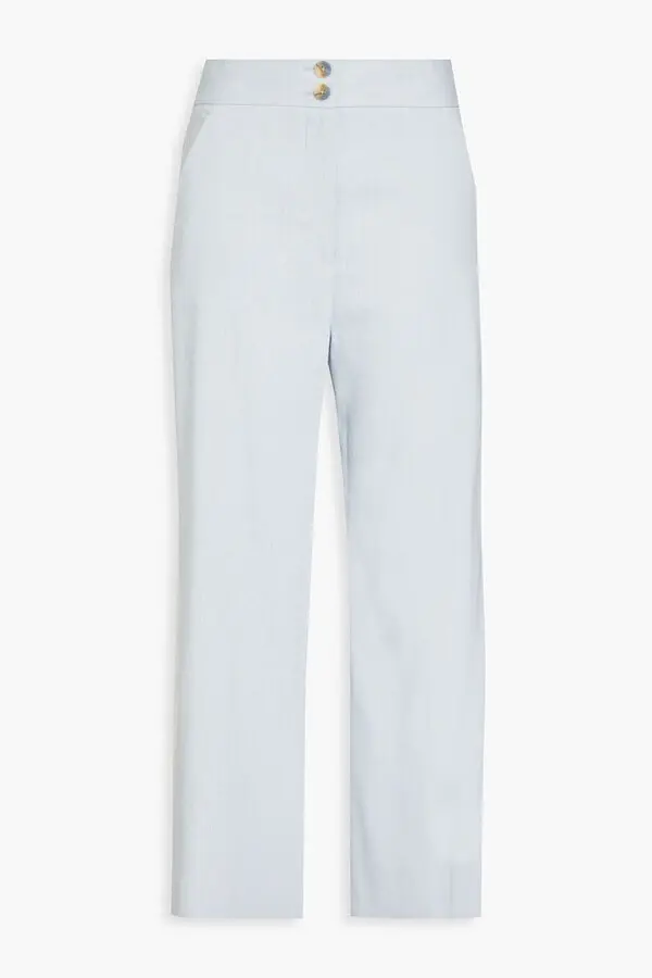 Veronica Beard Jeanne Linen-blend Oxford Wide-leg Pants