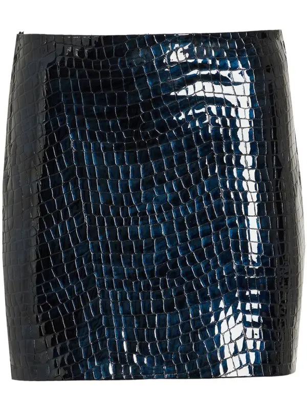Retrofete Camila Leather Mini Skirt - Blue