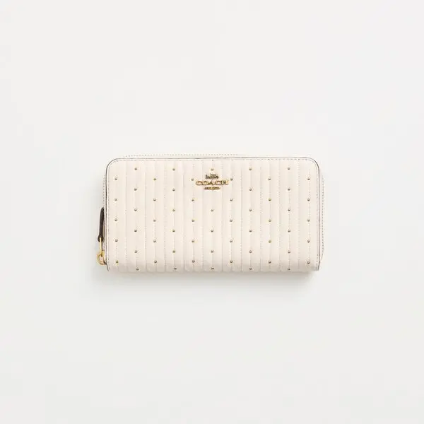 Coach Restored Accordion Zip Wallet With Quilting And Rivets - Brass ...