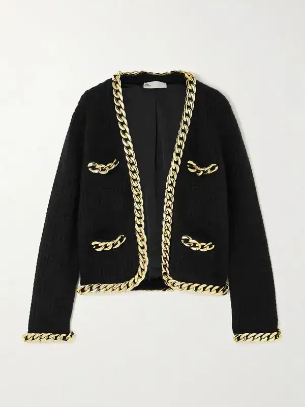 Tory Burch Kendra Chain-Embellished Cardigan In Black 50% Off