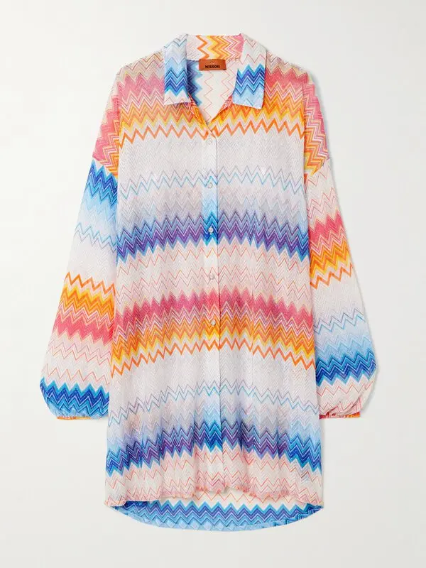 Missoni Mare Oversized Striped Metallic Crochet-knit Shirt - Multi