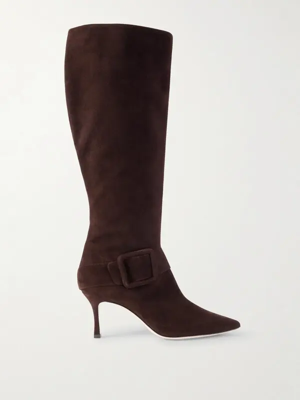 Manolo Blahnik Bayhi 70 Buckle-embellished Knee Boots - Brown
