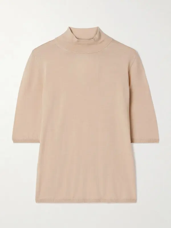 Max Mara Cecina Wool Turtleneck Top - Neutrals