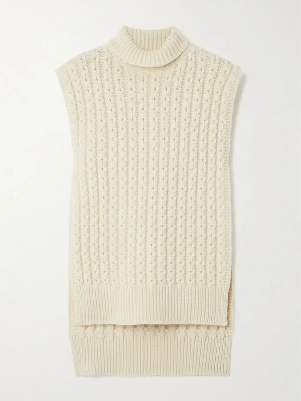 Alaïa Oversized Ribbed Wool Turtleneck Vest