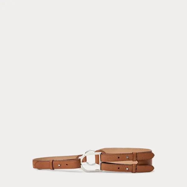 Ralph Lauren Welington Pebbled Leather Tri-strap Belt